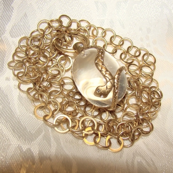 Vintage | Jewelry | Vintage Golden Long Necklace With Snakes Wrapped ...